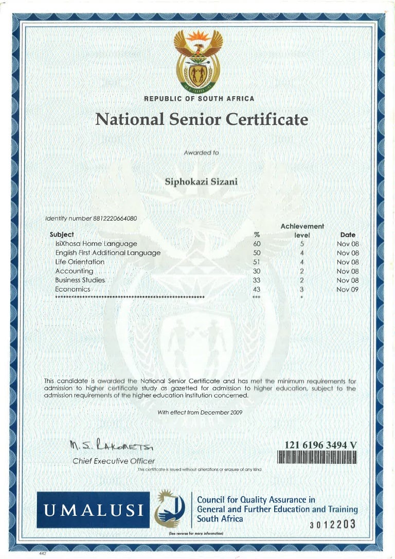 Assess the Importance of Getting a National Senior Certificate (NSC)